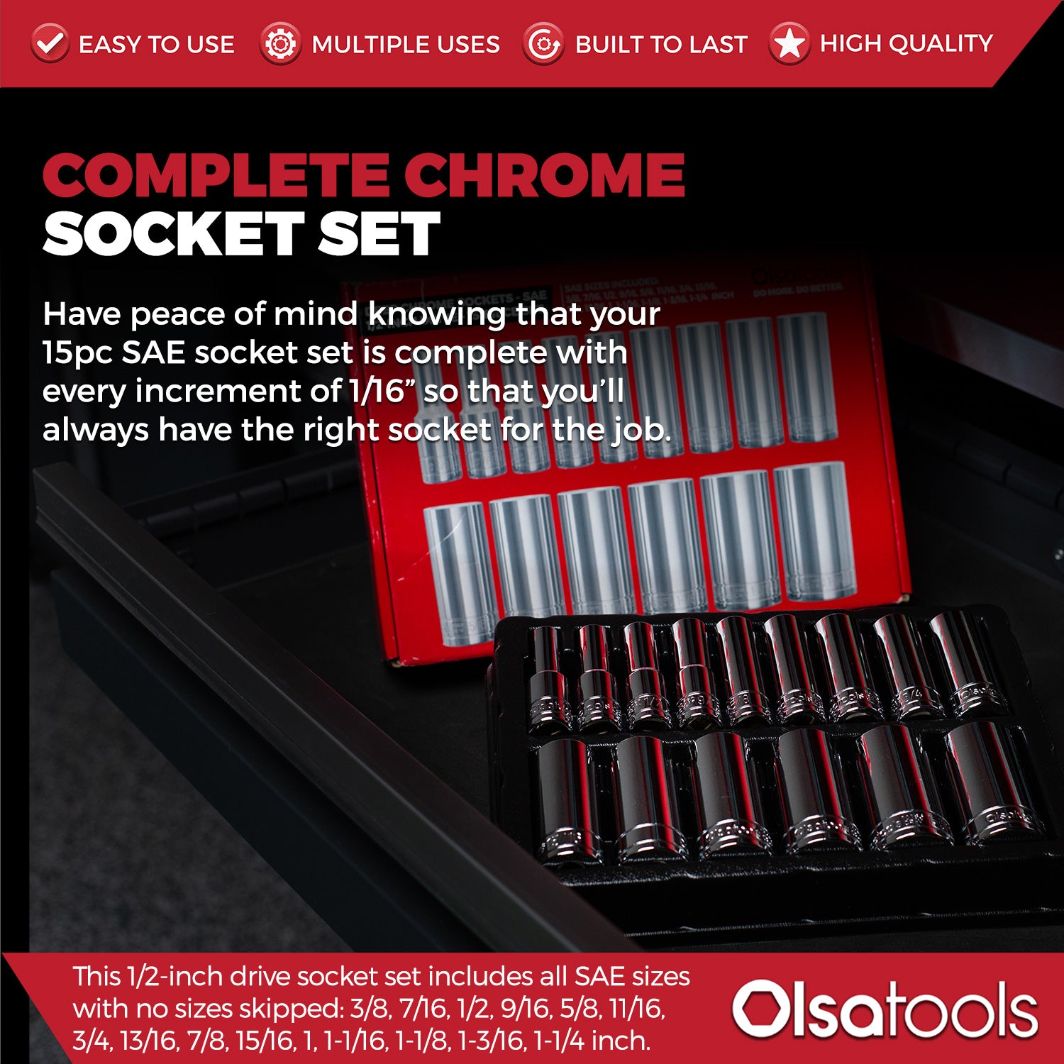 Professional-Grade Chrome Socket Sets | Olsa Tools | Olsa Tools