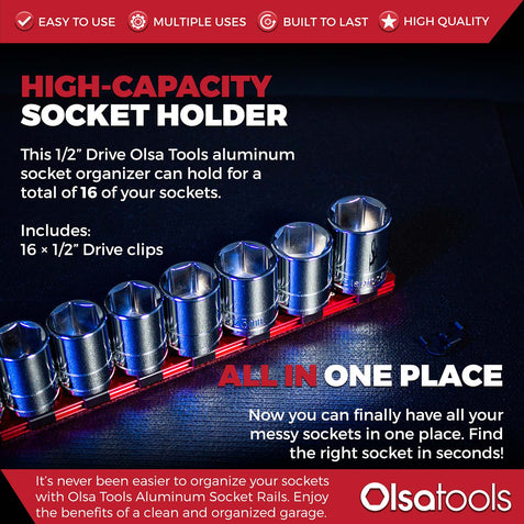 Aluminum Socket Organizer Rails with Locking End Caps | Olsa Tools