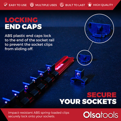 Aluminum Socket Organizer Rails with Locking End Caps | Olsa Tools