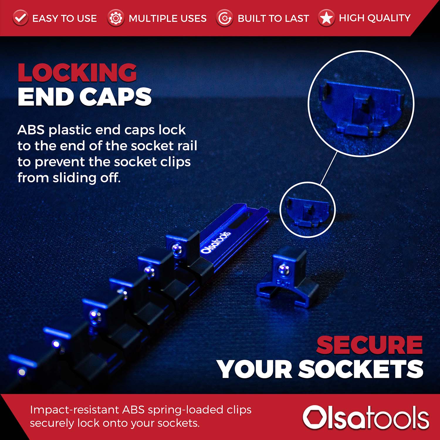 Aluminum Socket Organizer Rails with Locking End Caps | Olsa Tools