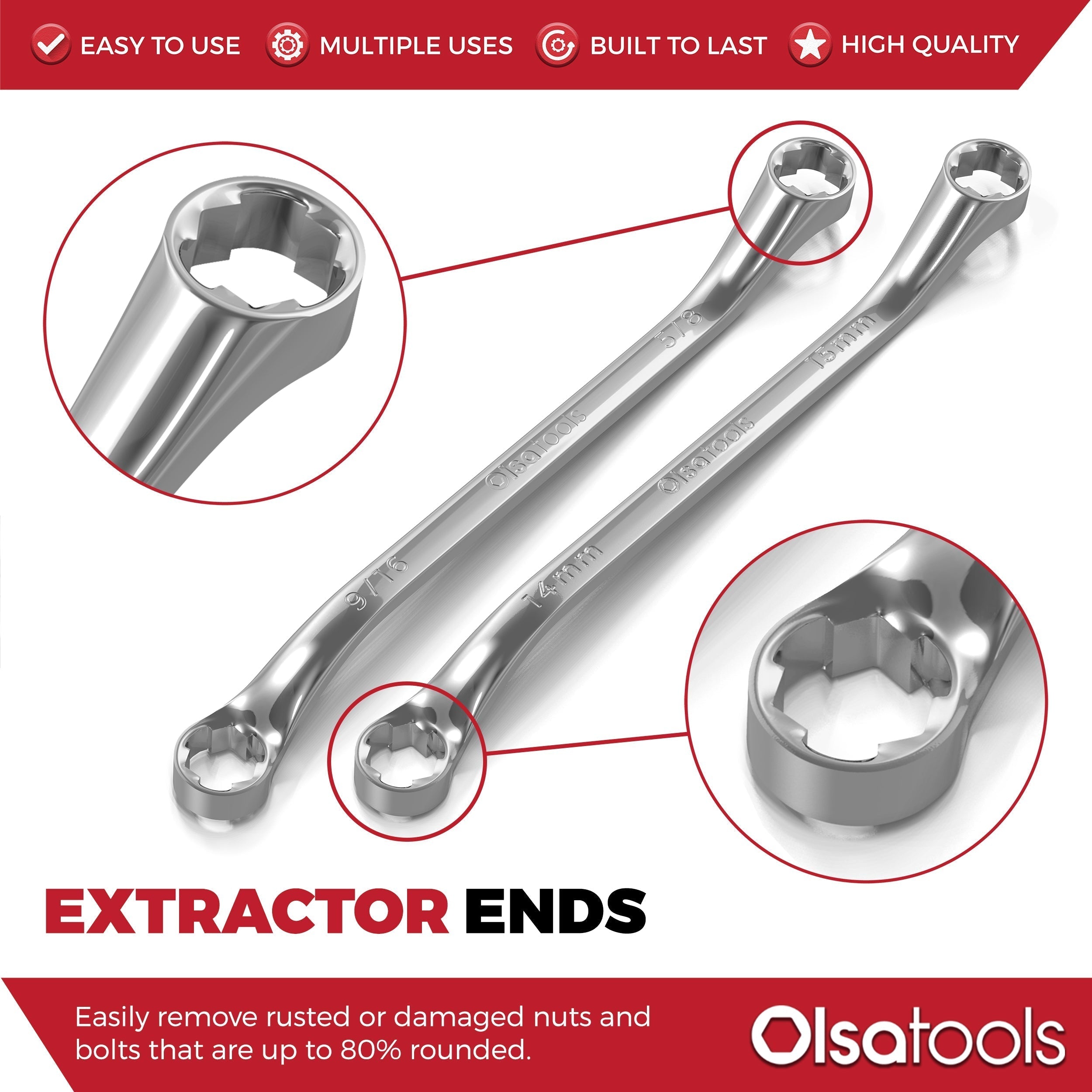 Olsa Tools Offset Bolt Extractor Wrench Set | Olsa Tools