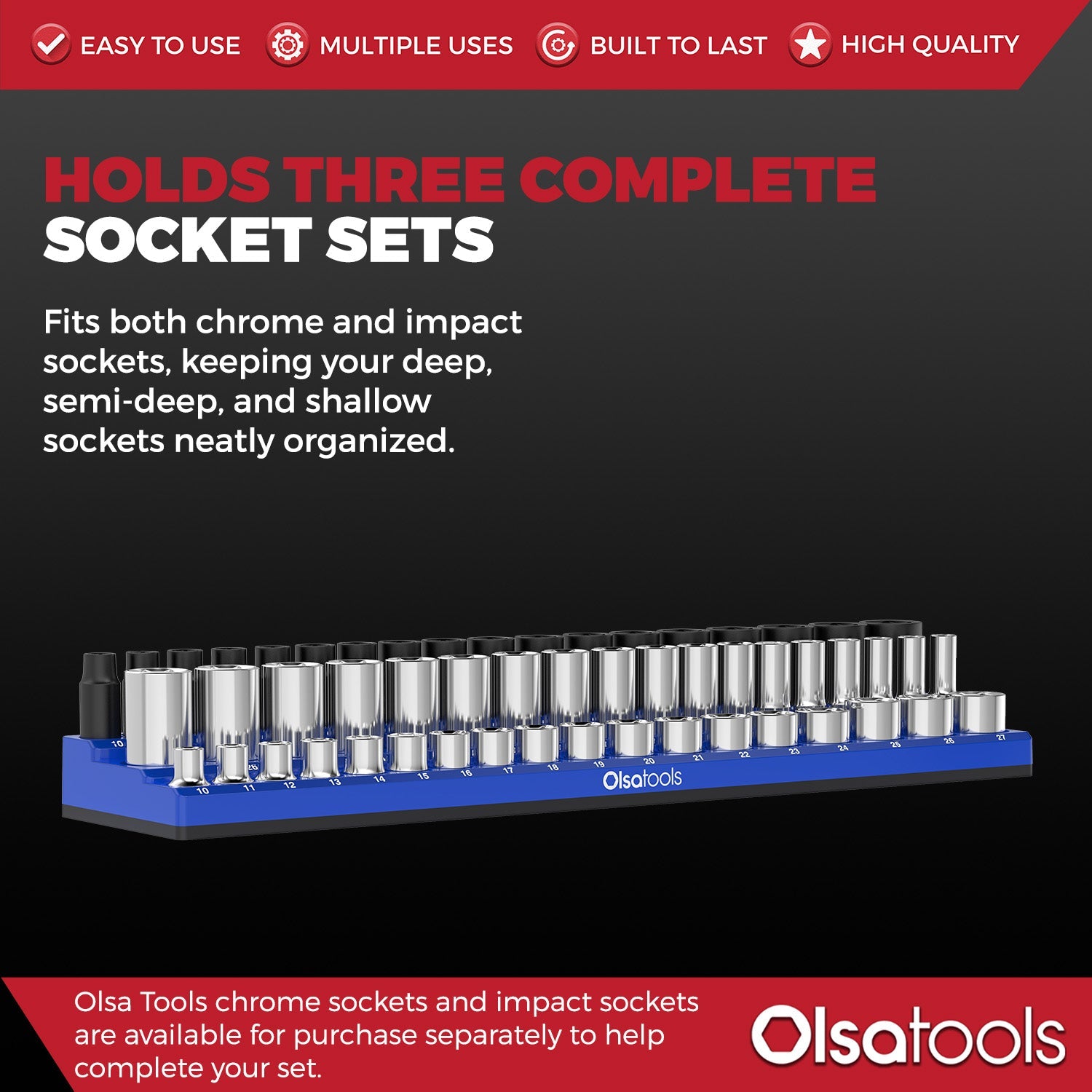 3-Row Magnetic Socket Holder | Designed in Canada | Olsa Tools