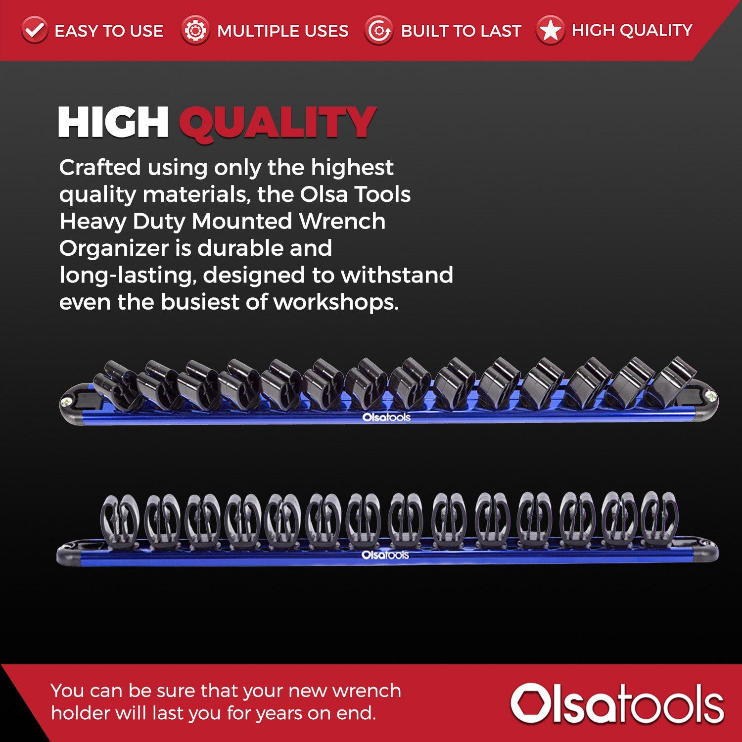 Wall Mount Wrench Organizer With Rotating Clips | Olsa Tools