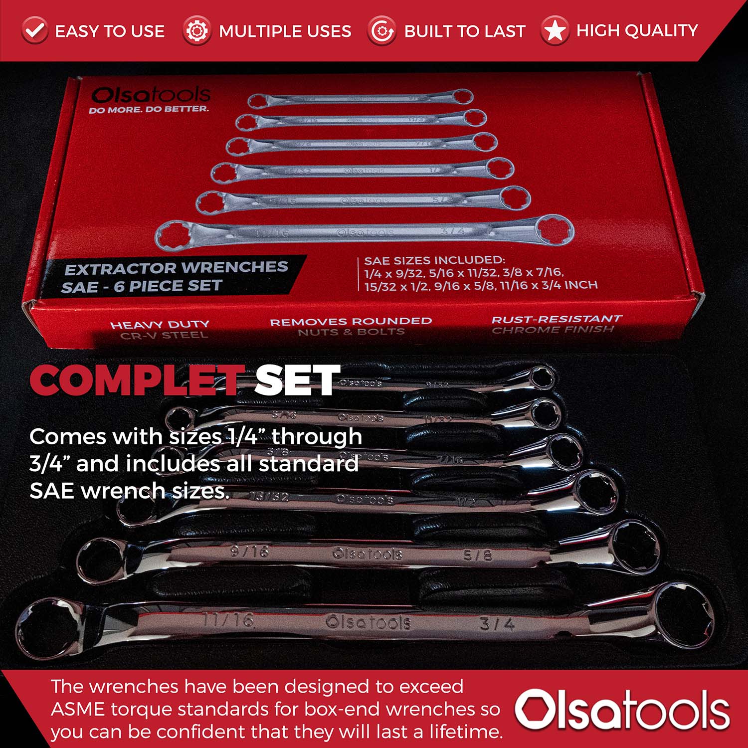 Olsa Tools Offset Bolt Extractor Wrench Set | Olsa Tools